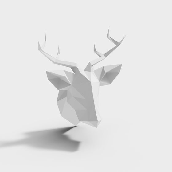 Realistic Deer Head Low Polygon 3D Model