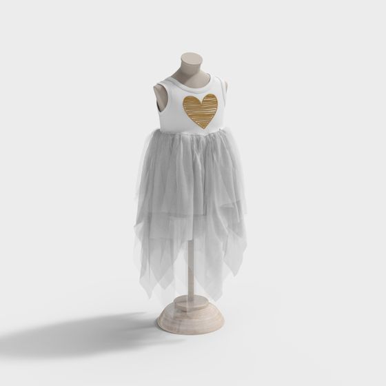 Elegant Tulle Dress 3D Model