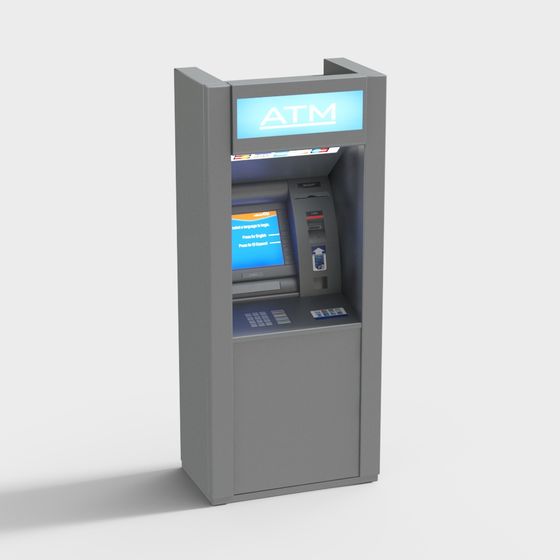 Minimalist ATM Machine 3D Model for Urban Scenes