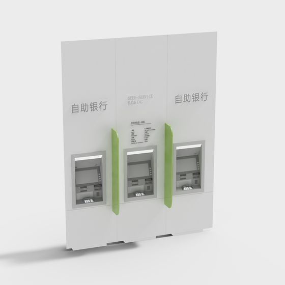 Sleek Self-Service Bank 3D Model – Low-Poly Modern Design