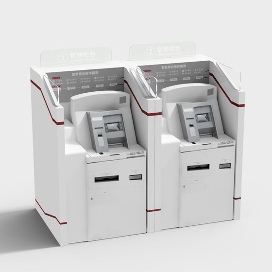 Smart Counter 3D Model – Modern White with Red Accents