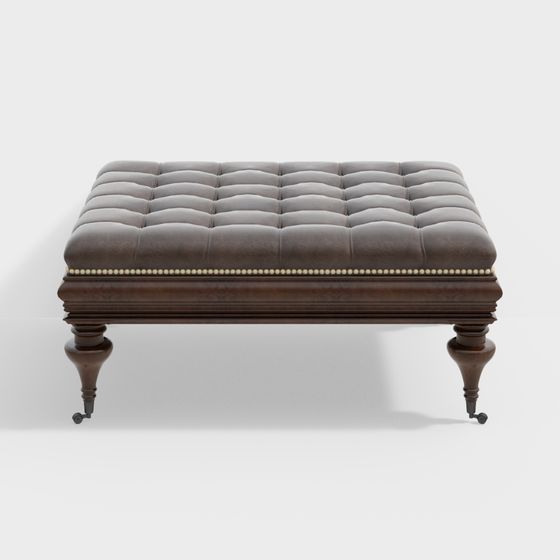Elegant Vintage Leather Ottoman 3D model