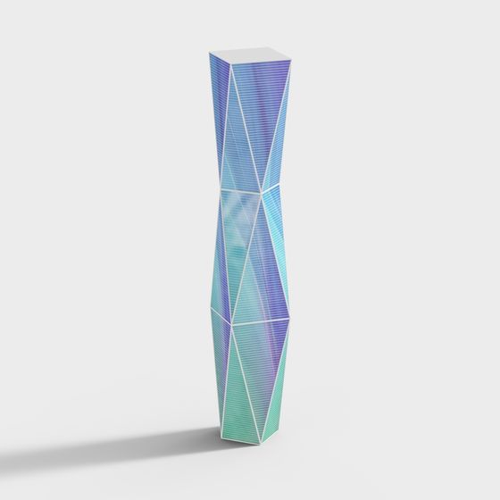 Spiral Tower 3D Model – Futuristic Low-Poly Design