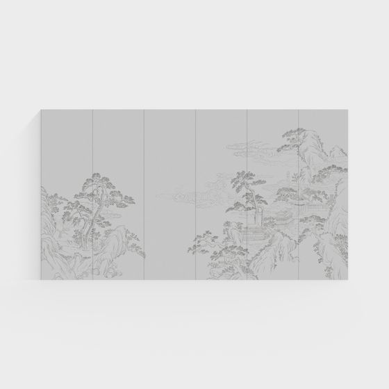 Ancient Charm Folding Screen 3D model