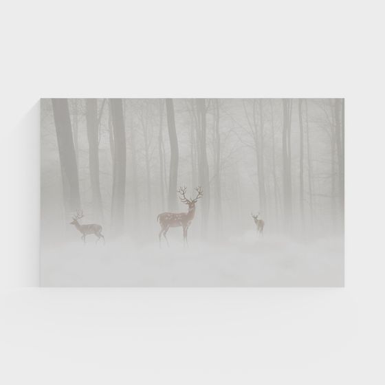 Deer Herd in Morning Mist 3D model