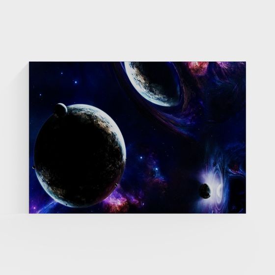 Low-Poly Cosmic Universe 3D Model – Vibrant Sci-Fi Planets