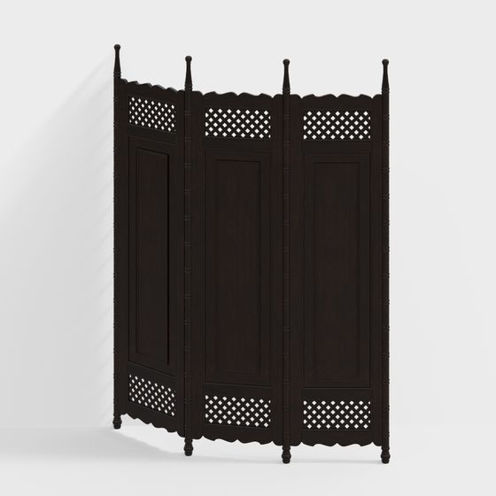 Vintage Folding Screen 3D model with Classical Aesthetics