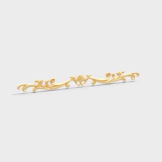 Gold Curved Decorative Strip 3D model