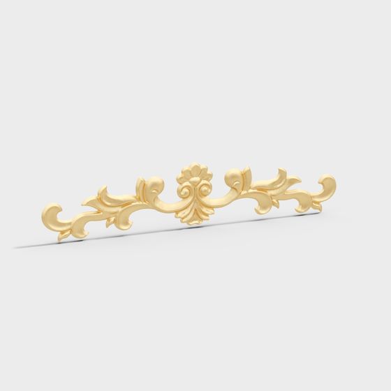 Golden Scroll Decoration Strip 3D Model – Intricate Gold Design