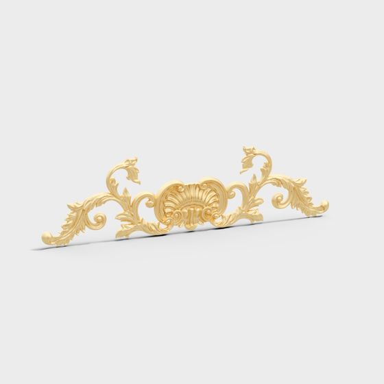 Baroque Gold Carving Wall Decoration 3D Model – Brown Elegance Free