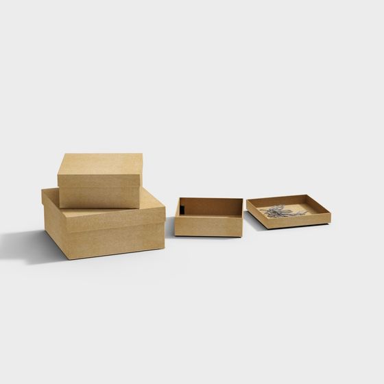 Realistic Cardboard Boxes 3D Model – Low-Poly Paper Texture