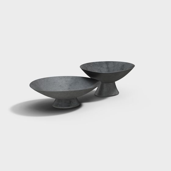 Low-Poly Concrete Bowl 3D Model – Textured Rock Surface