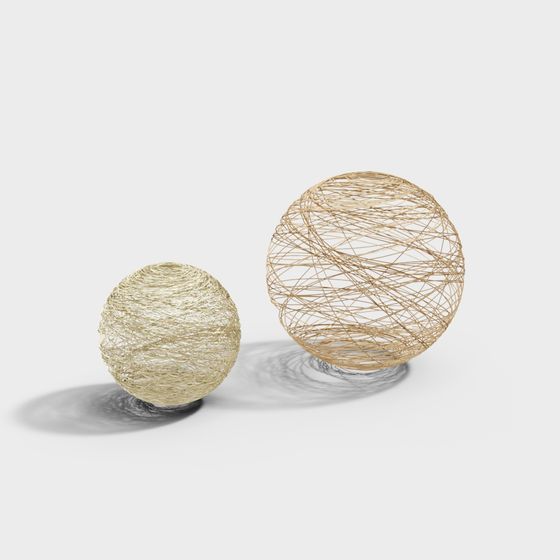 Woven Light 3D Model – Low Poly Golden Spheres