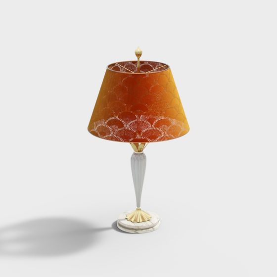 Elegant Low-Poly Table Lamp 3D Model – Gradient Lampshade