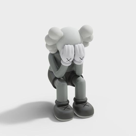 Sad KAWS 3D Model – Low-Poly Artistic Figurine