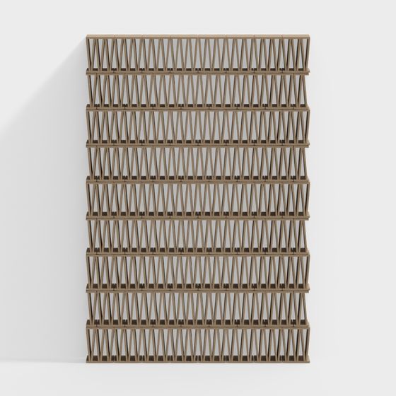 Modern Cutout Partition 3D Model – Wood Color Free