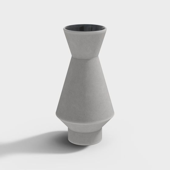 Minimalist Low-Poly Vase 3D Model – Soft Gray Design