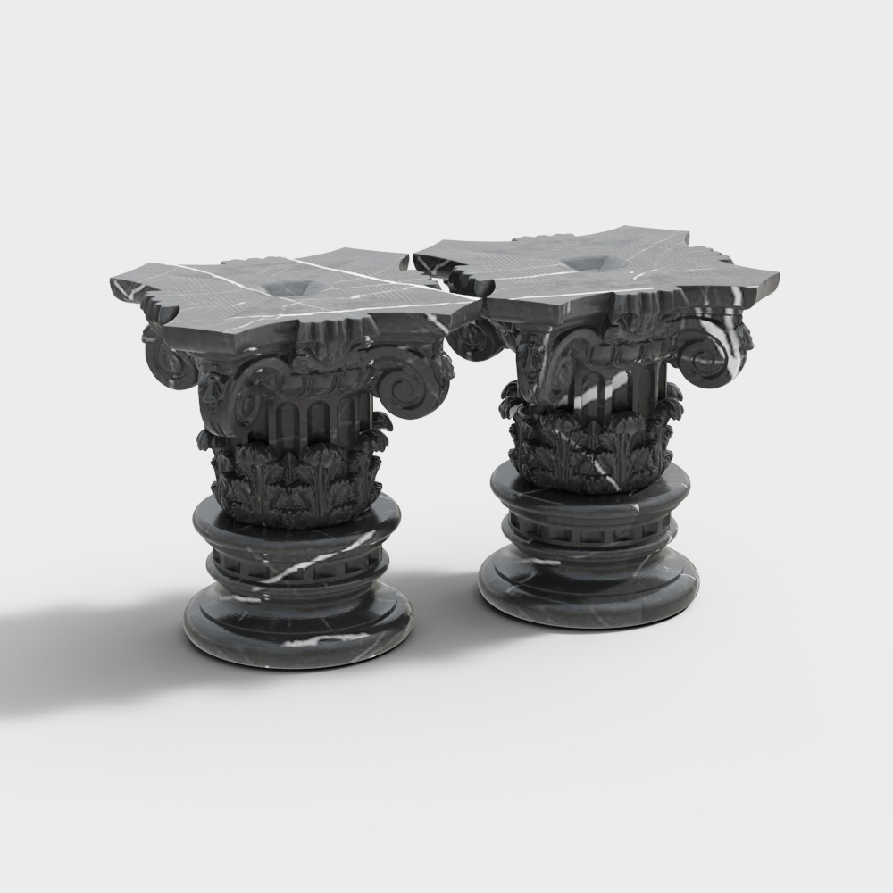Column and Beam 3D Model Rustic for Interiors