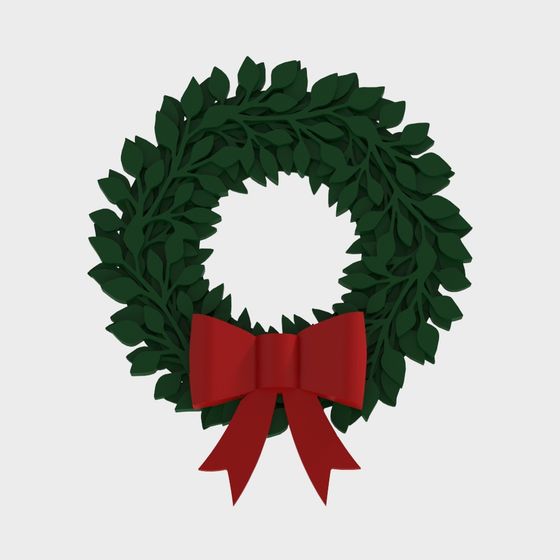 Festive Low-Polygon Christmas Wreath – Holiday Decor 3D Model