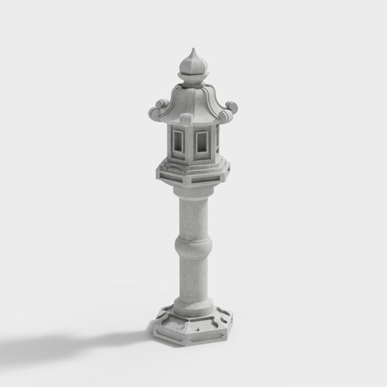 Elegant Eastern Lantern Column 3D model
