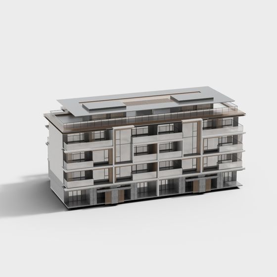 Modern Low-Polygon Apartment Building 3D model