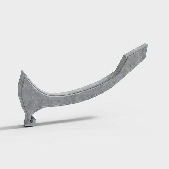 Curved Blade Hilt Low Poly 3D Model
