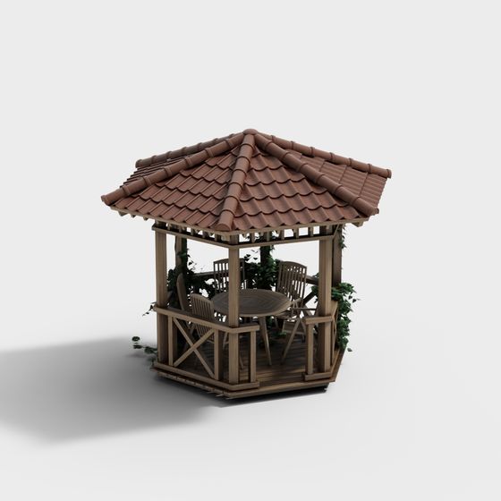 Charming Low-Polygon Pavilion 3D model