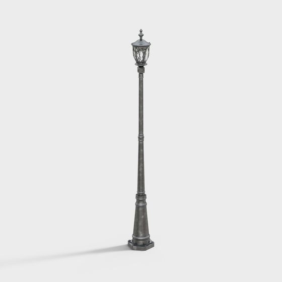 Classical Low-Poly Street Lamp 3D Model – Vintage Metal Design
