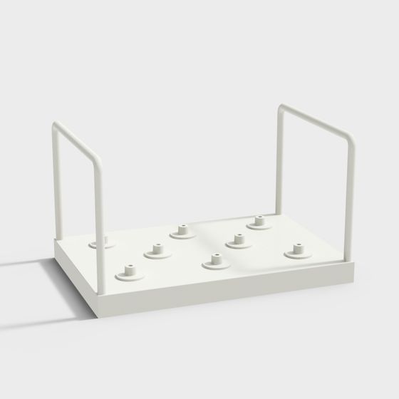 Minimalist Rail System 3D Model – White Low-Poly Design