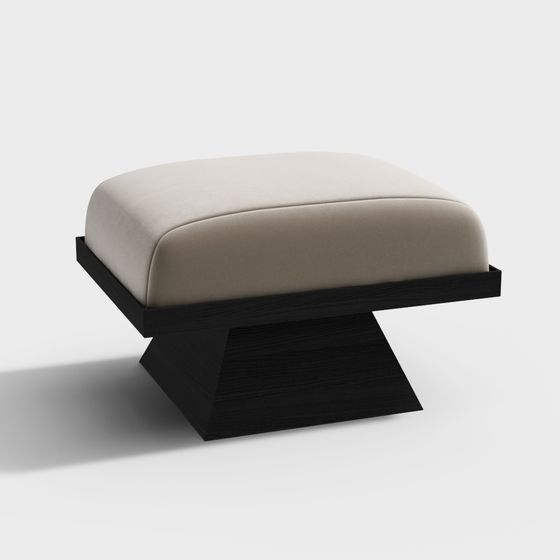 Low-Poly Floating Stool 3D Model – Walnut Base Design