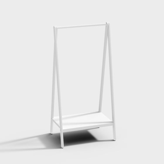 Minimalist Clothes Rack 3D Model – White Modern Design