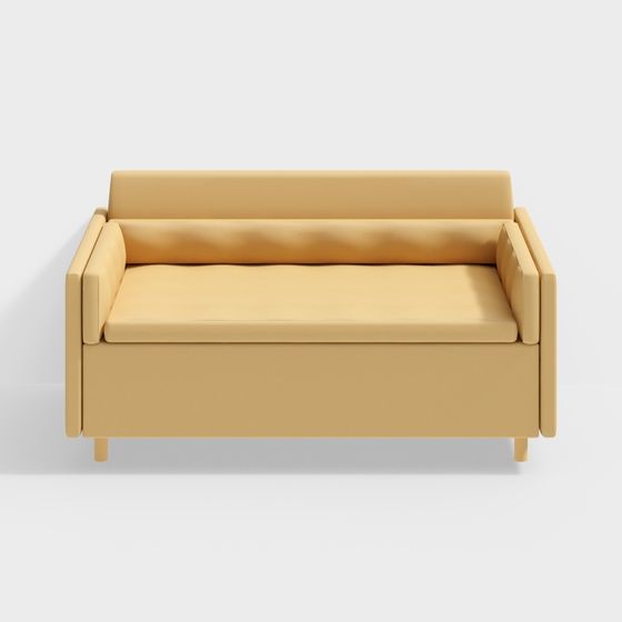 Modern Low-Poly Sofa 3D Model – Beige Upholstered Design