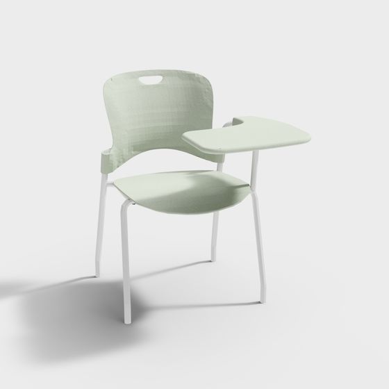 Modern Campus Study Chair 3D Model – Low-Poly Green Seat