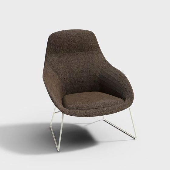 Brown Sled Base Lounge Chair 3D Model – Free
