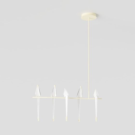 Elegant Low-Poly Pendant Light 3D Model – Beige Glass Fixture