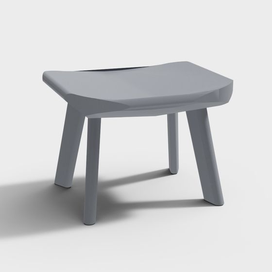 Streamlined Low-Poly Stool 3D Model – Matte Gray Design