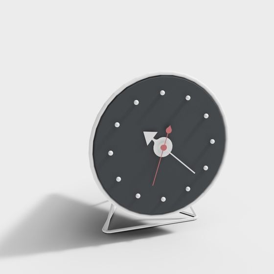 Minimalist Desk Clock 3D Model – Sleek Metal Design