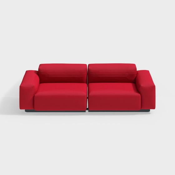 Vibrant Red Low-Poly Sofa 3D model
