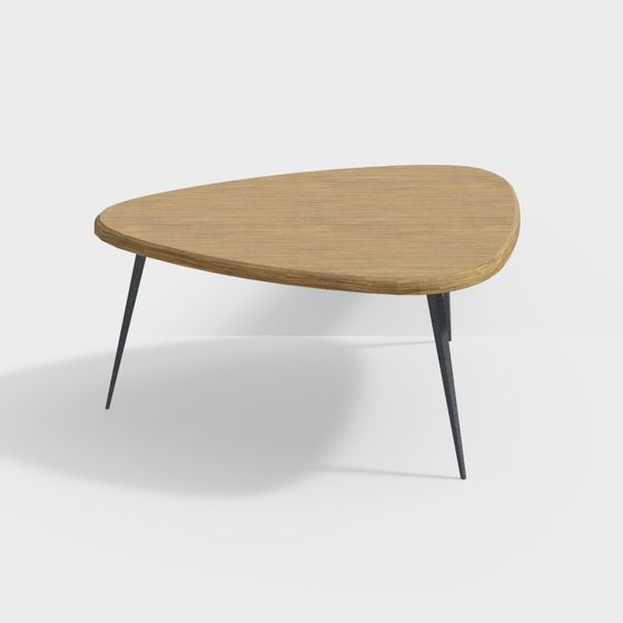 Sleek Low-Poly Coffee Table 3D Model – Wood & Metal