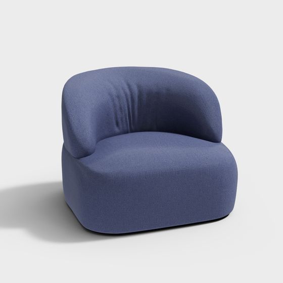 Cozy Curve Low-Poly Sofa – Blue Knitted Fabric