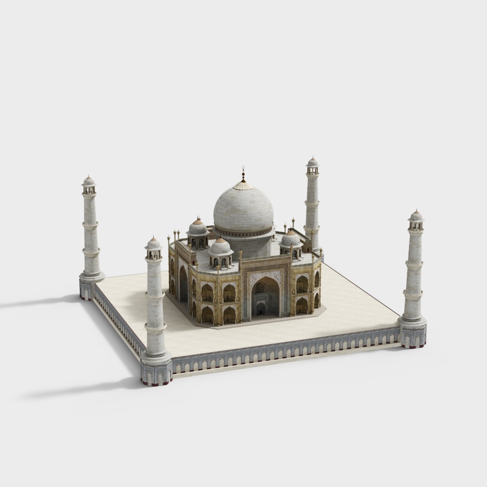 Detailed 3D Taj Mahal Model for Architectural Visualization