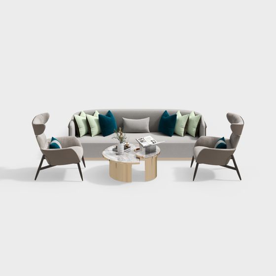 New Chinese Reception Area Sofa Combination 3D Model – Welcoming Design ...