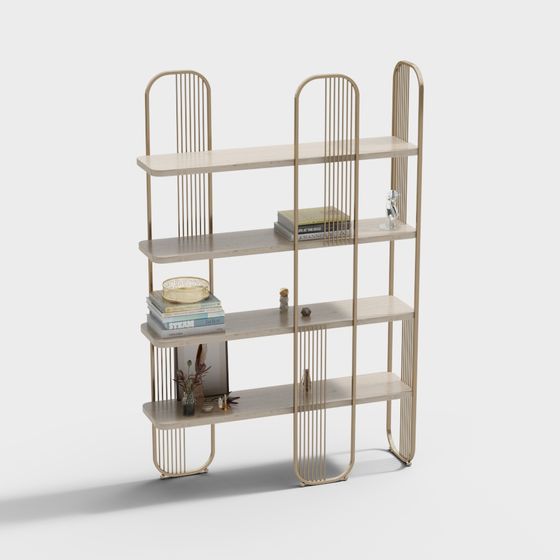 Modern Low-Poly Bookshelf 3D Model