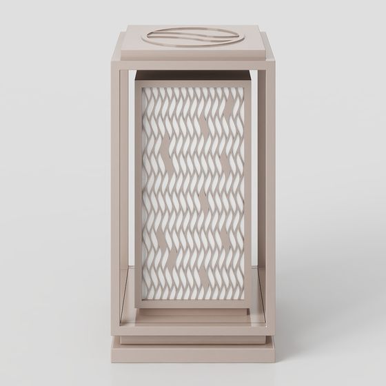 Lattice Lantern Low-Poly 3D Model – Beige Metallic Design