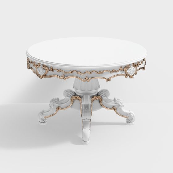 Elegant Rococo Round Table 3D model