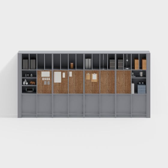 Contemporary Blue Study Shelving Unit 3D Model – Free