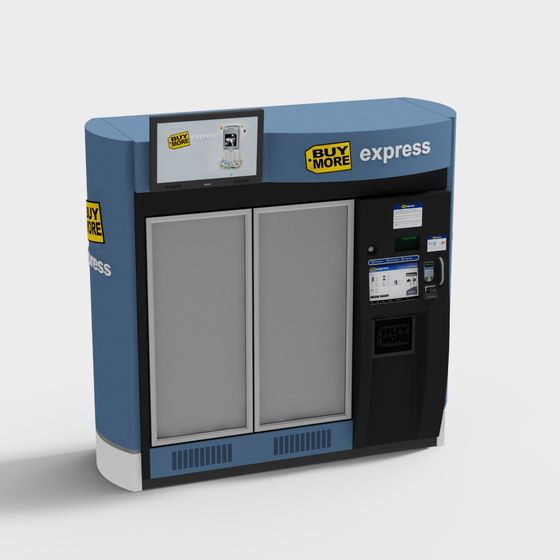 Modern Park Vending Machine 3D Model – Blue Finish Free