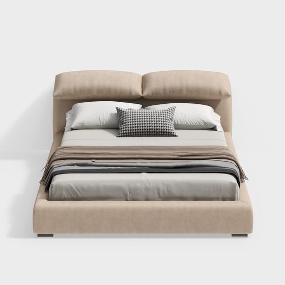 Stylish Modern Bed 3D model for Interior Design