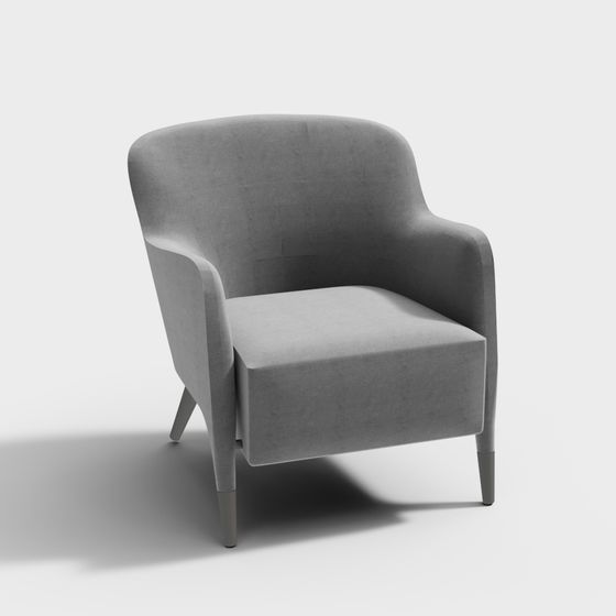 Cozy Lounge Chair 3D Model – Velvet Upholstered Design