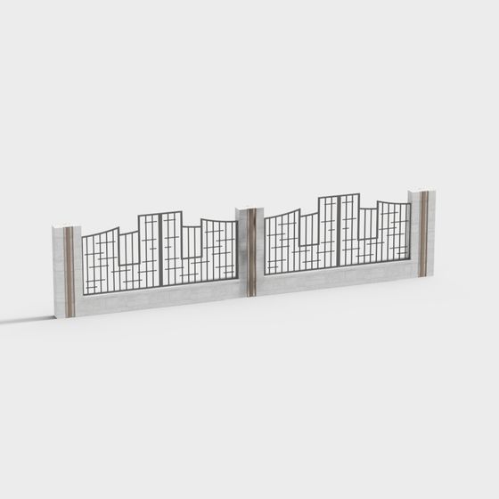 City Gate 3D Model – Low Poly Gray and Brown Design